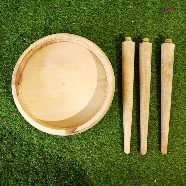 Natural Wood Round Portable Table – Handilane