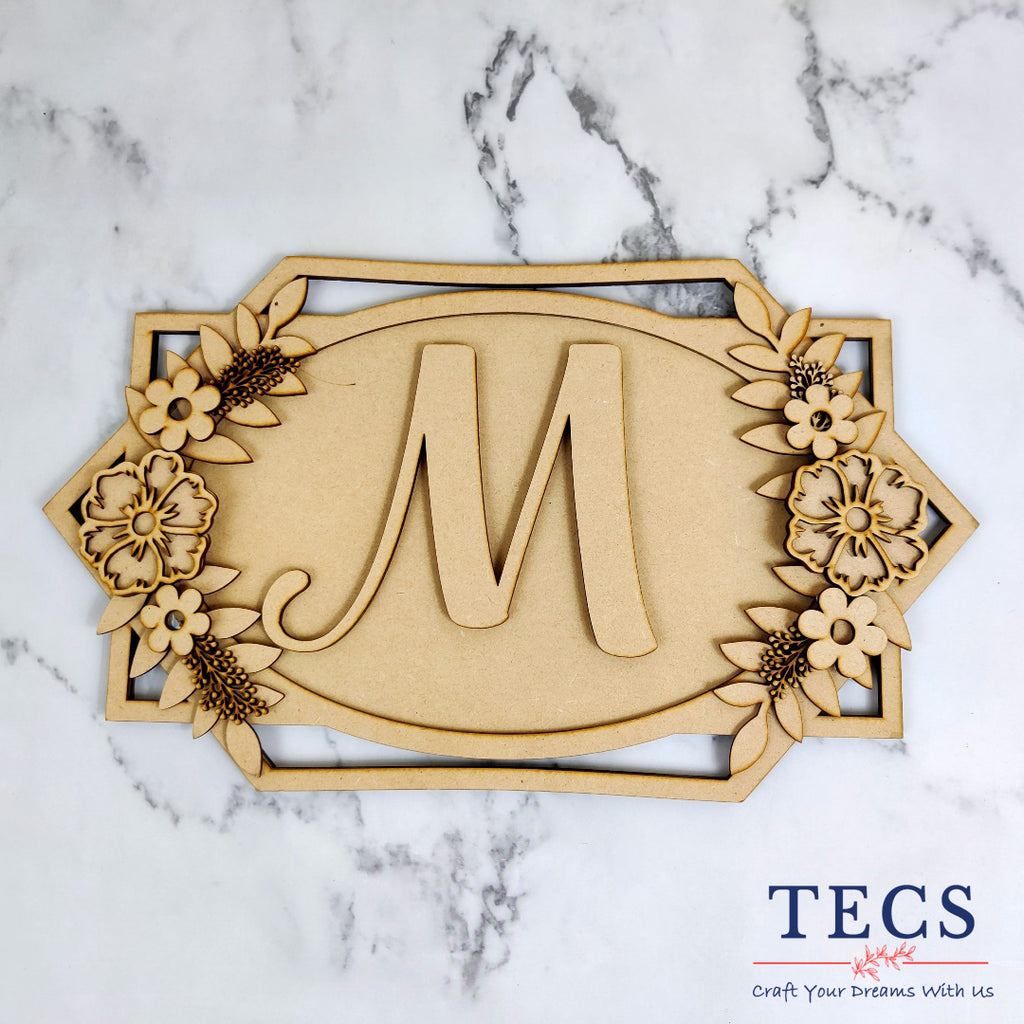 Monogram with Flower n Leaves Cutouts Rectangle – Handilane