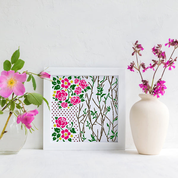 Mixed Floral Dots Stencil – Handilane